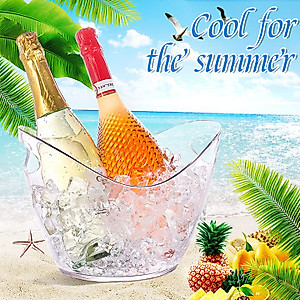 Barafat Ice Buckets for Parties (4L) & Ice Bucket Scoop & 24 Mimosa Glasses (5 Oz), Acrylic Champagne Bucket with Plastic Champagne Flutes, Clear Drinks Beverage Tub for Cocktail Bar