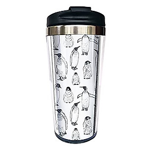 NVJUI JUFOPL Penguin Coffee Mug, With Flip Lid 15 OZ, Stainless Steel Coffee Cup for Travel Home Office