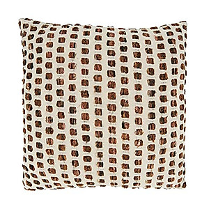 SARO LIFESTYLE June Collection Woven Throw Pillow Cover, 20" x 20", Brown