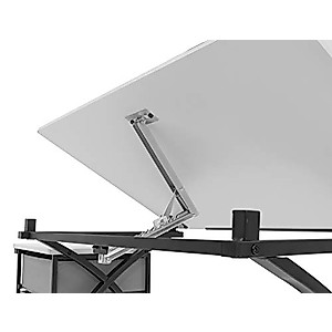 SD STUDIO DESIGNS 2 Piece Comet Center Plus, Craft Table and Matching Stool Set with Storage and Adjustable Top, Black/White, 50x23.75x29.5 inches
