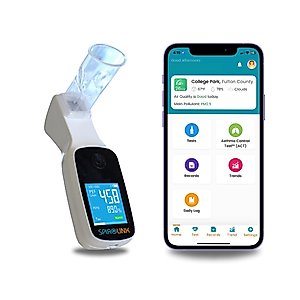 CMI Health SpiroLink | Smart Peak Flow Meter | Portable Pulmonary Function Test, Pocket Spirometer | Long Lifespan, Durable | for Asthma, COPD, Musicians, Smokers, Athletes, and More