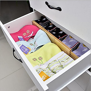 4 Pack Bamboo Drawer Dividers Kitchen Drawer Organizers-Adjustable from 17-22 Inch, Clothes Fabric Drawer Organizer Expandable Drawer Organization Separators for Bathroom Bedroom Office Dresser Desk