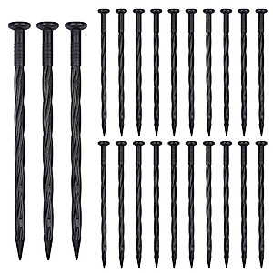 craftshou 118 Pieces 8 Inch Landscape Edging Stakes Plastic Edging Nails Garden Spiral Nylon Anchoring Spikes for Holding Garden Edging Border,Artificial Turf,Landscape Fabric,Tents and Rain Tarps