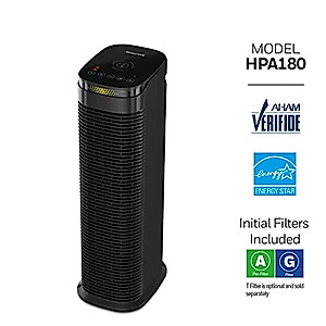 Honeywell InSight HEPA Air Purifier with Air Quality Indicator and Auto Mode, for Large Rooms (200 sq. ft), Black - Wildfire/Smoke, Pollen, Pet Dander, and Dust Air Purifier,HPA180B