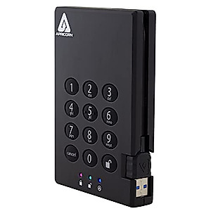 Apricorn 2TB Aegis Padlock USB 3.0 256-Bit AES XTS Hardware Encrypted Portable External Hard Drive (A25-3PL256-2000)