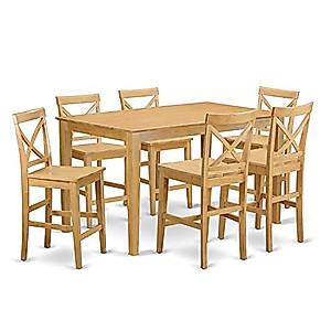 East West Furniture CAPB7H-OAK-W Dining Set, 7-Piece