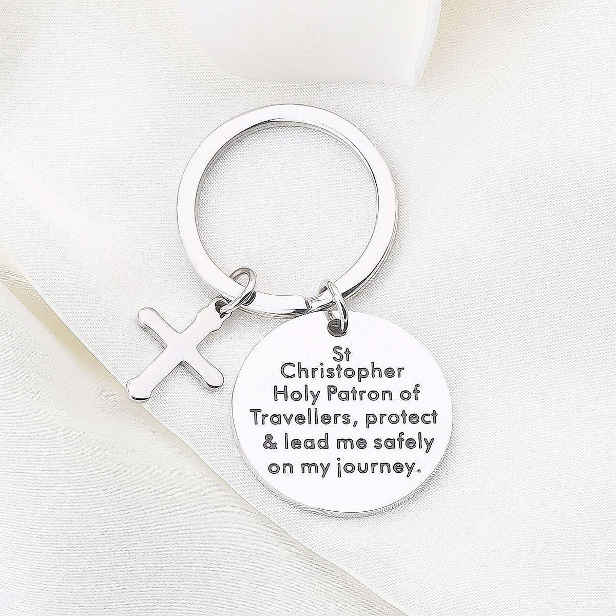 bobauna St Christopher Traveller Keychain Religious Safe Travel Gift (St Christopher journey keychain)