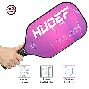 HUDEF Pickleball Single Paddle, Lightweight Graphite Carbon Fiber Face Pickleball Paddle Racquet Rackets Elongated Pickleball Paddles,Honeycomb Core,Cushion Comfort Grip USAPA Approved