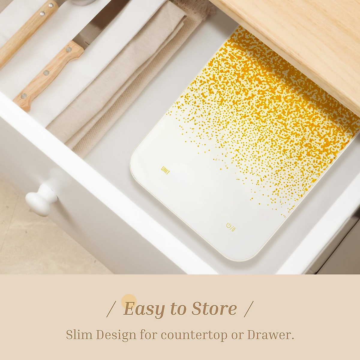 Lifehood Digital Food Scale with Tare Function - Bluetooth Kitchen Scale Measures (G/Fl.Oz./Lb:Oz/Ml), Waterproof Baking Scale with LED Display - Golden Moment