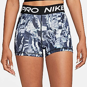 Nike Pro Women's Mid-Rise Allover Print Shorts (as1, Alpha, x_l, Regular, Regular, Black/Black)