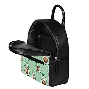 PZZ BEACH Cute Cartoon Avocado Green Mini Women PU Leather Backpack Purse Travel Casual Small Bag for Women Teen Girls