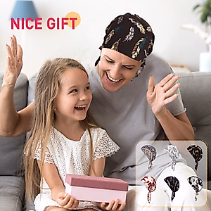 Geyoga 6 Pcs Women Head Scarf Pre-Tied Beanies Covers Cap Stretch Print Sleep Turban Hat Ruffle Scarves (Floral)