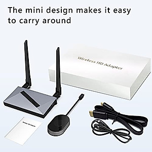Wireless HDMI Transmitter and Receiver, Wireless Transmitter Support 4K@30Hz, Support 2.4/5GHz Wireless Video Transmitter for Streaming Video/Audio from Laptop, Phone to HDTV/Projector Grey