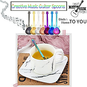 Guitar Spoons Coffee Teaspoon, ESRISE Musical Coffee Gifts for Men, Stainless Steel Cute Demitasse Tea Spoon (Multicolor)