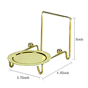 HOHIYA 6pc Cup and Saucer Display Stand Tea Holder Rack for China Teacup Coffee Mug Organizer Etched Base Gold