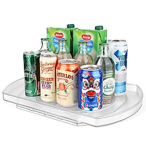 LOMILD 16.5'' Rectangular Lazy Susan for Refrigerator, Slide and 360° Rotate Turntable Organizer for Fridge, Cabinet, Dining Table, Countertop & Kitchen, 1 Pack