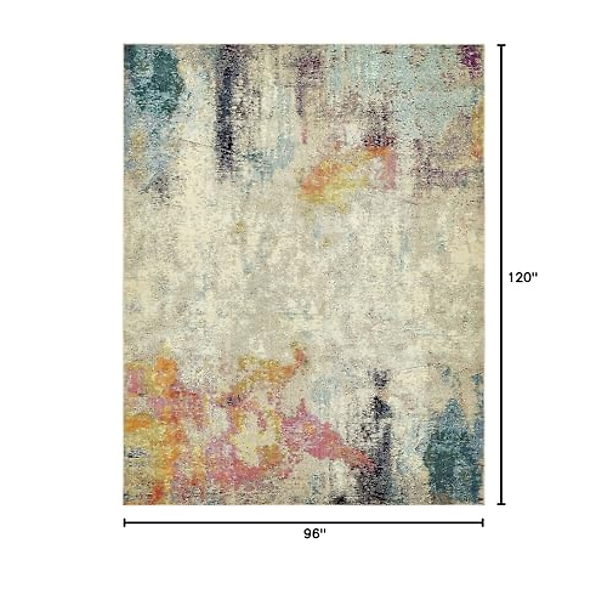 Unique Loom Chromatic Collection Modern Colorful & Vibrant Abstract Area Rug For Any Home Décor (8' 0 x 10' 0 Rectangular, Beige/ Pink)