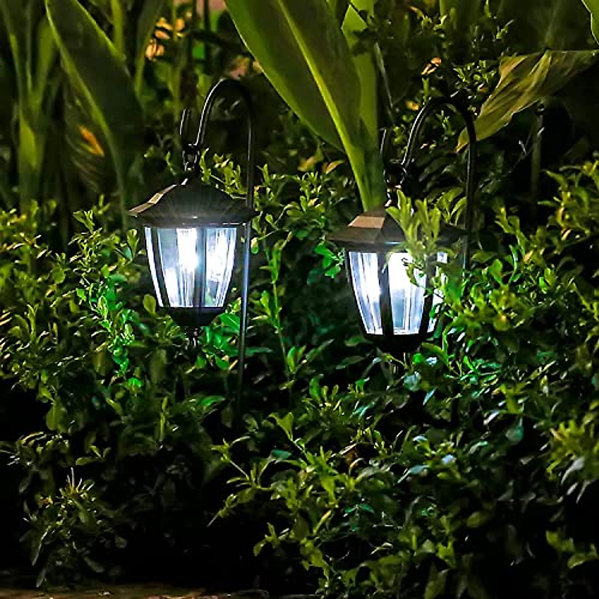 Viewsun 34 Inch Hanging Solar Lights, Shepherd Hook Lights with 2 Shepherd Hooks Waterproof Outdoor Decorative Solar Lantern Lights for Garden Decor, Patio, Backyard, Pathway, 4 Pack