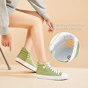 High Top Sneakers for Women White Womens High Tops Canvas Shoes Black Fashion Sneakers Casual Lace up Tennis Shoes (Green,US08)