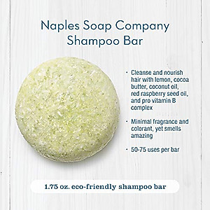 Naples Soap Company Solid Shampoo Bar for All Hair Types – Eco-Friendly, Free of Parabens, Alcohol, Pthalates – Handmade, pH Balanced, Hydrating Haircare, Lasts 50-75 Uses – Coconut Lime, 1.75 oz