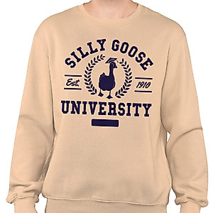 TeesAndTankYou Silly Goose University Sweatshirt Unisex 2X-Large Sand