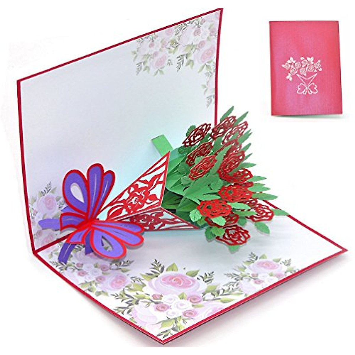 Flower Pop Up Cards 3D, Flower Greeting Card with Envelopes for All Occasions, Assorted 4 Flower Cards for Thanksgiving Birthday Christmas Valentine's Day Gift…