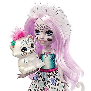 Mattel Enchantimals Sybill Snow Leopard Small Doll (6-in) & Flake Animal Friend Figure, 6-inch Small Doll with Removable Skirt, Snow Boots, and Fur Headband, Great Gift for 3 to 8 Year Olds