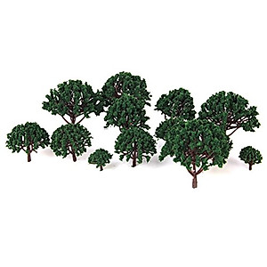 WINOMO Model Scenery Landscape Trees Scale Trees Diorama Models Model Train Scenery Architecture Trees, Model Railroad Scenery 20pcs 3CM-8CM (Dark Green)