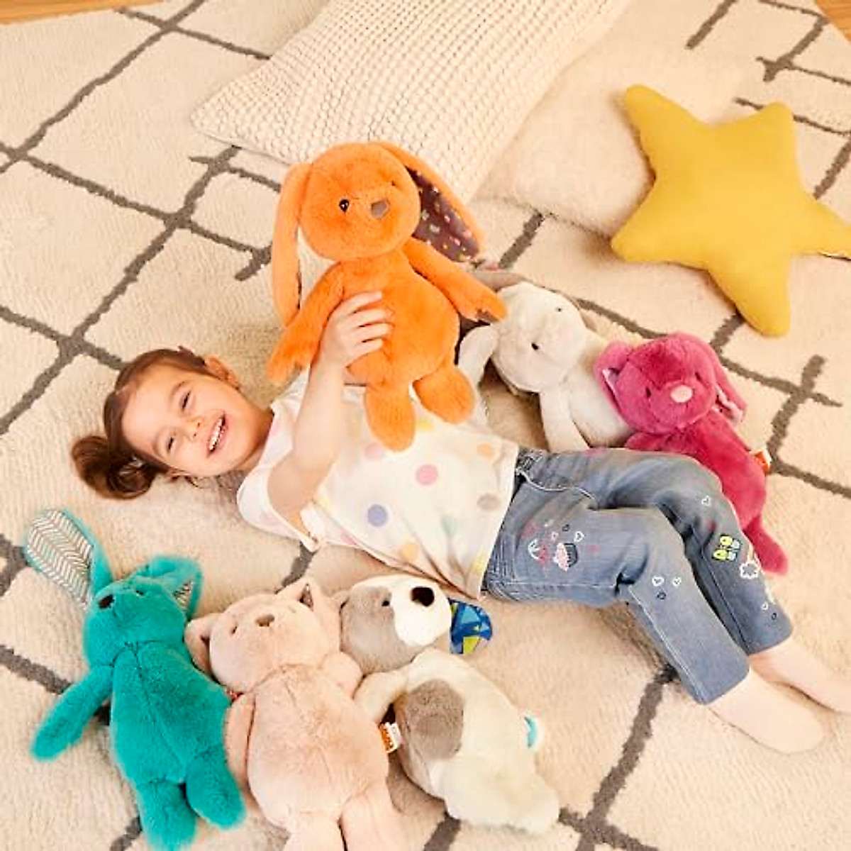 B. toys- B. softies-12" Plush Bunny -Super Soft Stuffed Animal- Washable Rabbit Toy- for Babies, Toddlers, Kids- Happy Hues- Cottontail Cutie Teal Bunny- 0 Months +