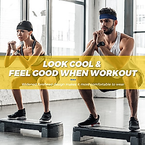 VULKIT 3 Pack Sports Headband for Men or Women, Non-Slip Head Band Stretchy Moisture Wicking Sweatbands(Navy,Blue,Dark Grey)