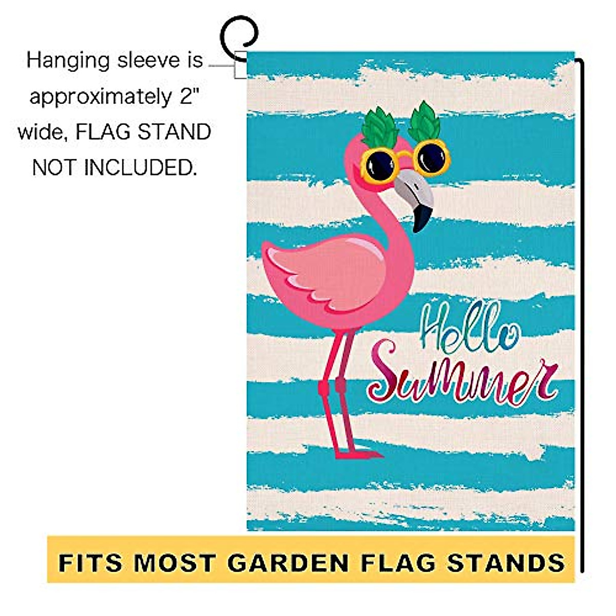 Hello Summer Funny Flamingo Small Garden Flag Vertical Double Sided Burlap Yard Outdoor Decor 12.5 x 18 Inches (152543)
