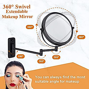 DECLUTTR Wall Mounted Makeup Mirror with 5X Magnification, 8 Inch Double Sided Vanity Magnifying Mirror for Bathroom, Black