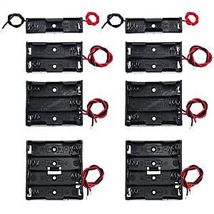 QTEATAK 8 Pack AA Battery Holder Bundle with Wire 1 AA Battery Holder 1.5V, 2 Pcs, 2 AA Battery Holder 3V, 2 Pcs, 3 AA Battery Holder 4.5V, 2 Pcs, 4 AA Battery Holder 6V, 2 Pcs