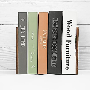 Brosisincorp Wood Book Ends for Shelves Bookends to Hold Heavy Duty Books Pack of 3 Pair Walnut Wooden Office Book Stand Non-Skid