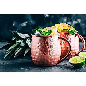 Hammered Solid Copper Moscow Mule Mug, 16 Oz., Set of 2