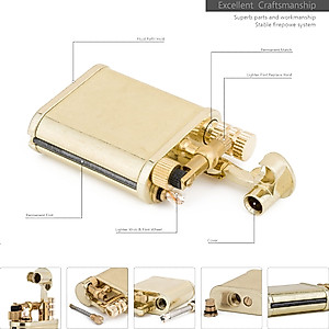2 in 1 Lighetr Permanent Match Antique Style Lift Arm Kerosene Lighter with Permanent Match (Bronze)