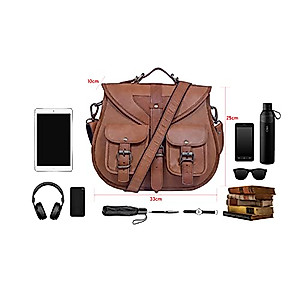 JINALEXIA LEATHER Real Leather Purses for Women Crossbody Bag Designer Handbags Shoulder Purse Satchel Bags for Women Cute Vintage Saddle Crossover, Brown