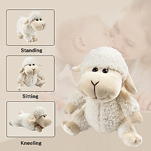 Frankiezhou Home 3 Pcs Stuffed Sheep Animals, 6.5 inch - 8.8 inch Cute Lamb Plush Toy as Gift for Your Kids (Sitting, Standing, Lying). (White)