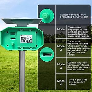 Upgraded Solar Ultrasonic Animal Repellent, Outdoor Powered Squirrels Deterrent with Motion Sensor,Sound and LED Flashing,Waterproof Deer Repeller,Animal Repellent for Cat Dog Bird Rabbit Wild 028
