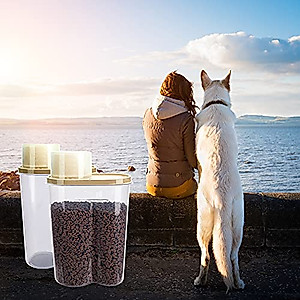 GreenJoy 2 Pack 2lb/2.5L Pet Food Storage Container with Measuring Cup, Can Covers and Bowl for Small Dog, Cat, Waterproof-BPA Free