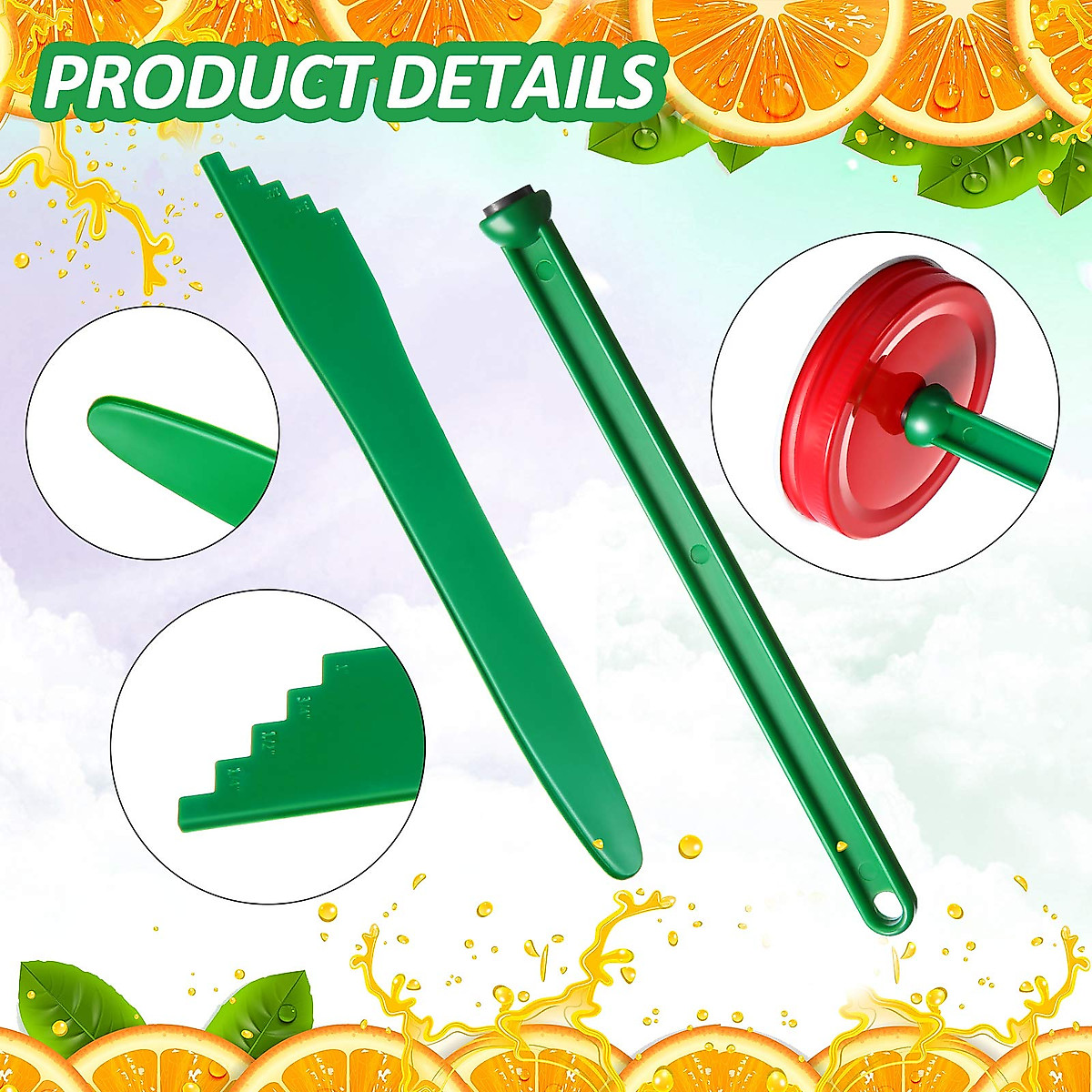 4 Pieces Canning Tools Kit, 2 Pieces Magnetic Lid Lifter Jar Lid Lifter and 2 Pieces Canning Bubble Popper Bubble Remover Measurer Canning Tools, Canning Supplies (Dark Green)