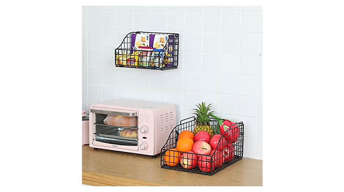 X-cosrack Stackable Wire Baskets for Kitchen & Pantry Storage