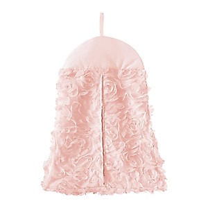 Sweet Jojo Designs Pink Floral Rose Baby Girl Nursery Crib Bedding Set - 4 Pieces - Solid Light Blush Flower Luxurious Elegant Princess Vintage Boho Shabby Chic Luxury Glam High End Ruffle Roses