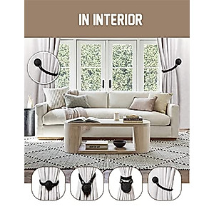 Magnetic Curtain Tiebacks - Modern Unique Upgraded Design 2023 Elegant Twisted Polyester Rope with Strong Magnets Decorative Holdbacks for Window Drapes & Curtains ORXFULY (Black, 2) (ck-041)