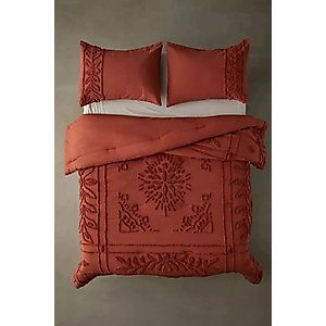 Cotton Tufted Duvet Cover 1 Duvet Cover and 2 Pillow Cover Boho Bidding Queen Size (Queen- 90X90)
