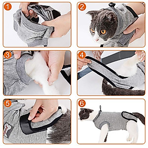 Bonaweite Cat Recovery Suit, Cat Onesie for Cats After Surgery, Cat Surgical Recovery Suit Male Female Neuter, Cat Pajamas Body Suit Post Surgery, Kitten Spay E-Collar Cone Alternative Anxiety Vest