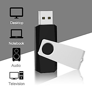 KEXIN 10 Pack 64GB Flash Drive USB Flash Drive Thumb Drive Memory Stick USB Drive Swivel Drive Jump Drive Black (64 GB, 10 Pack)
