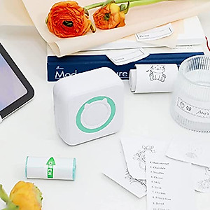 BIGFOX Mini Printer, Inkless Thermal Portable Printer Built-in 1200mAh Battery Wireless Bluetooth Photo Printer Sticker Maker Machine Label Receipt Printer Handheld Compatible with iOS/Android
