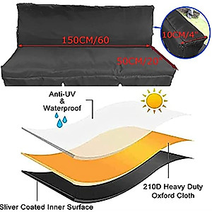 XYQSBY Patio Swing Canopy Waterproof Top Cover Set, Courtland Swing Replacement Awning Canopy Cover/Seat Cover, Swing Chair Glider All Weather Protection Outdoor Garden Covers (Blue, 55.9×47.2×7.1in)