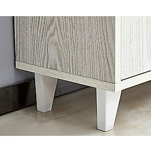 Mixcept Modern Bookcase with 2 Doors 68" Tall Storage Cabinet Wooden Bookshelf with 7 Compartments for Home Office, White Wash